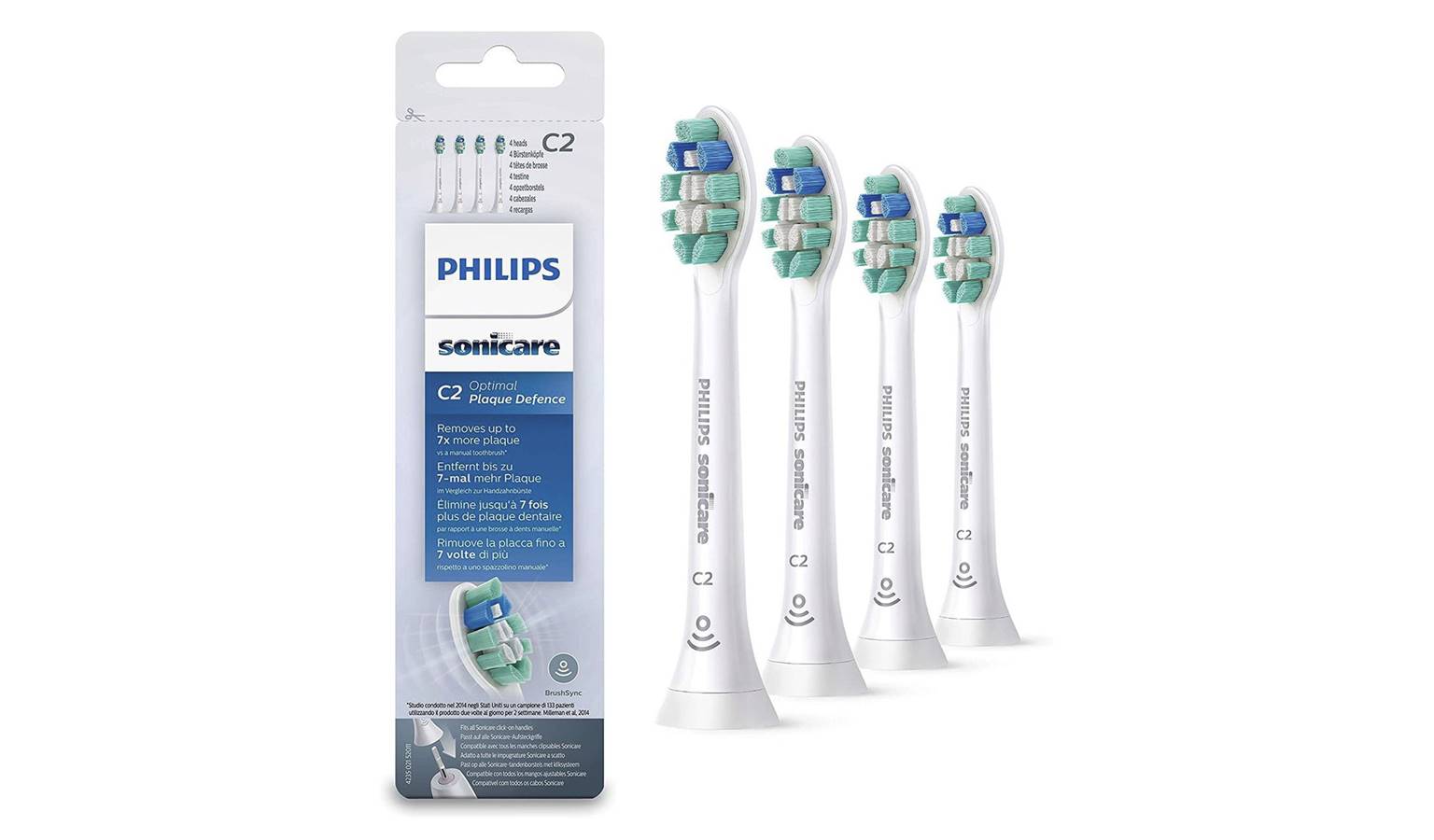 Philips Sonicare C2 Optimal Plaque Defense White 4 Pack Toothbrush Heads White HX9024 67 Harvey Norman Singapore