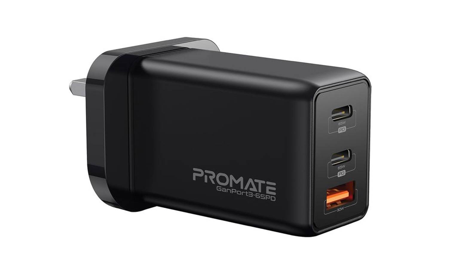 Promate GaNPort3-65PD 65W Power Delivery GaNFast Charging Adaptor ...
