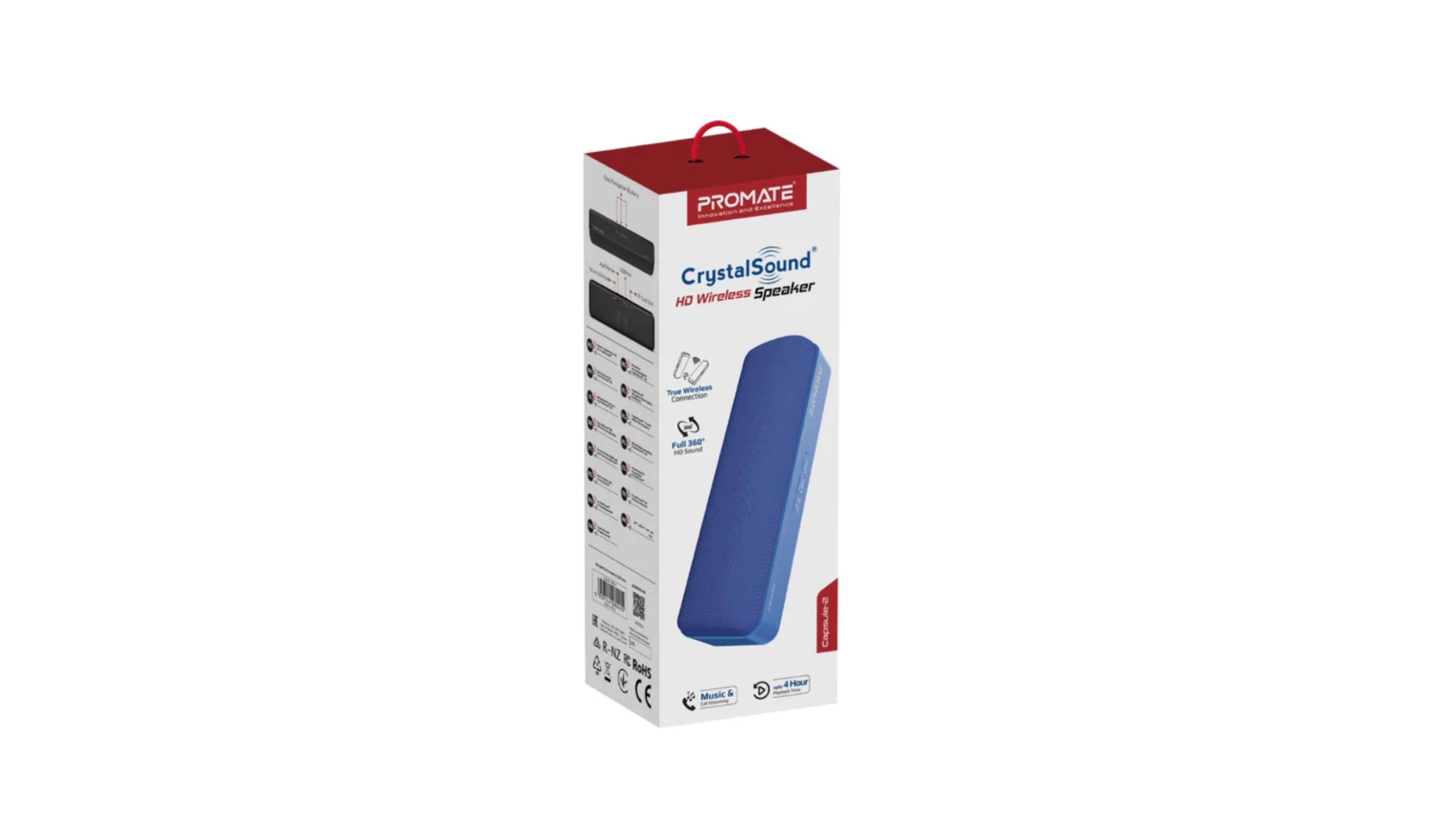 Promate Capsule-2 CrystalSound® HD Wireless Speaker - Blue | Harvey ...